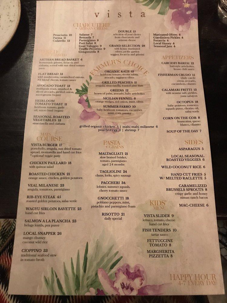 Menu at Vista Restaurant, Miami, NE 2nd Ave