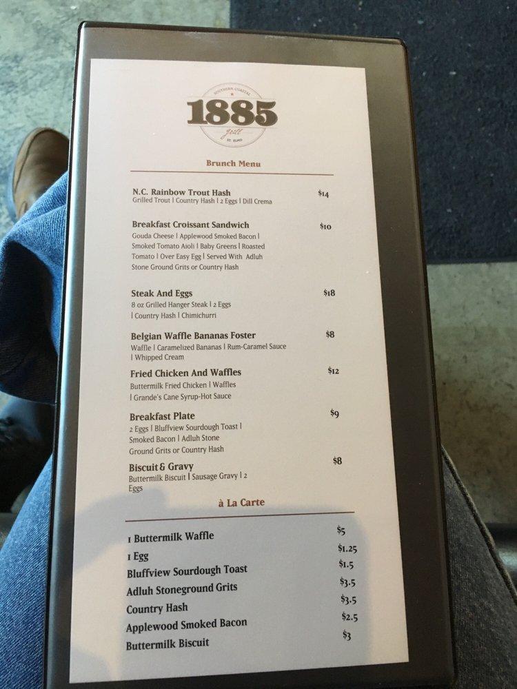 Menu at 1885 Grill restaurant, Chattanooga, St Elmo Ave