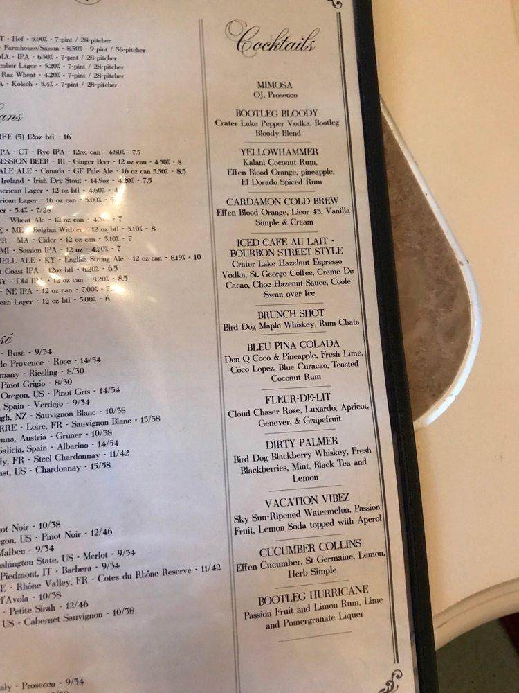 Menu at Bootleg Special pub & bar, Boston