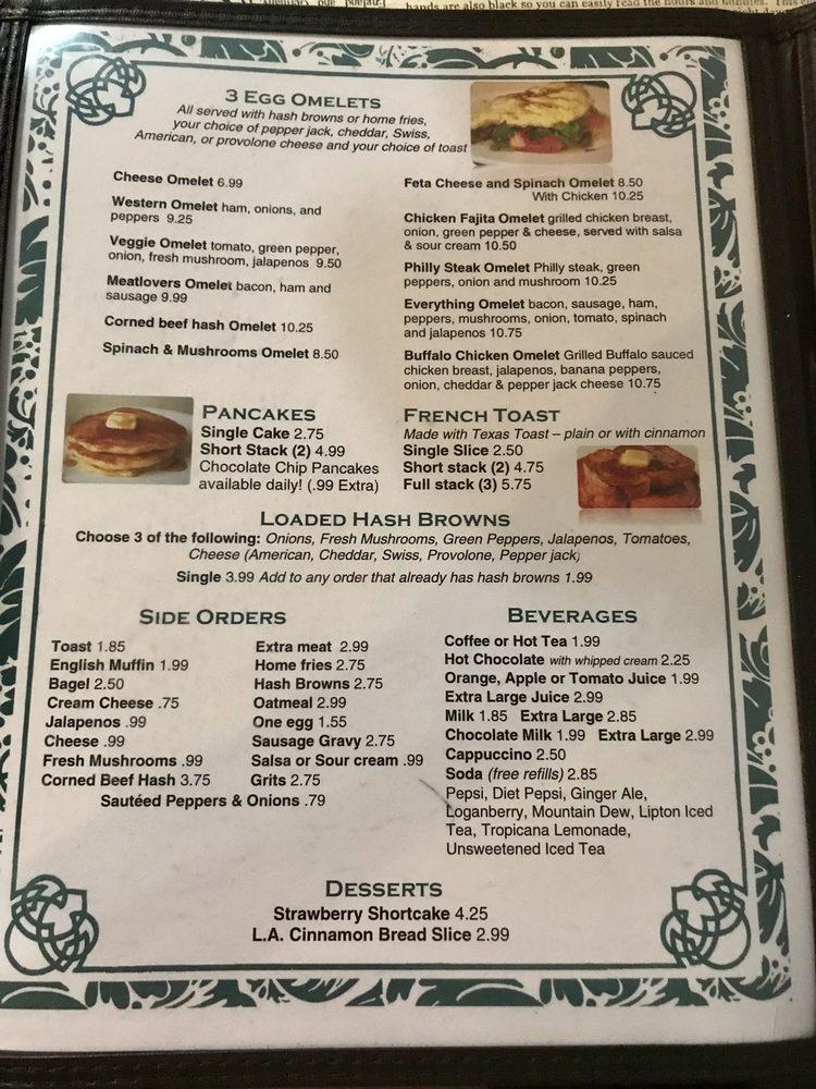 Menu at Jenna's 4th St Cafe, Dunkirk