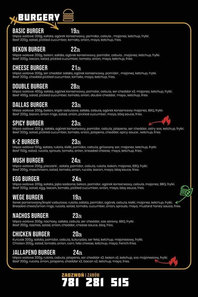 Menu at K2-BURGER restaurant, Zagan