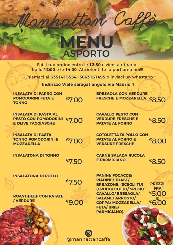 Menu at Manhattan Caffe' pub & bar, Collecchio
