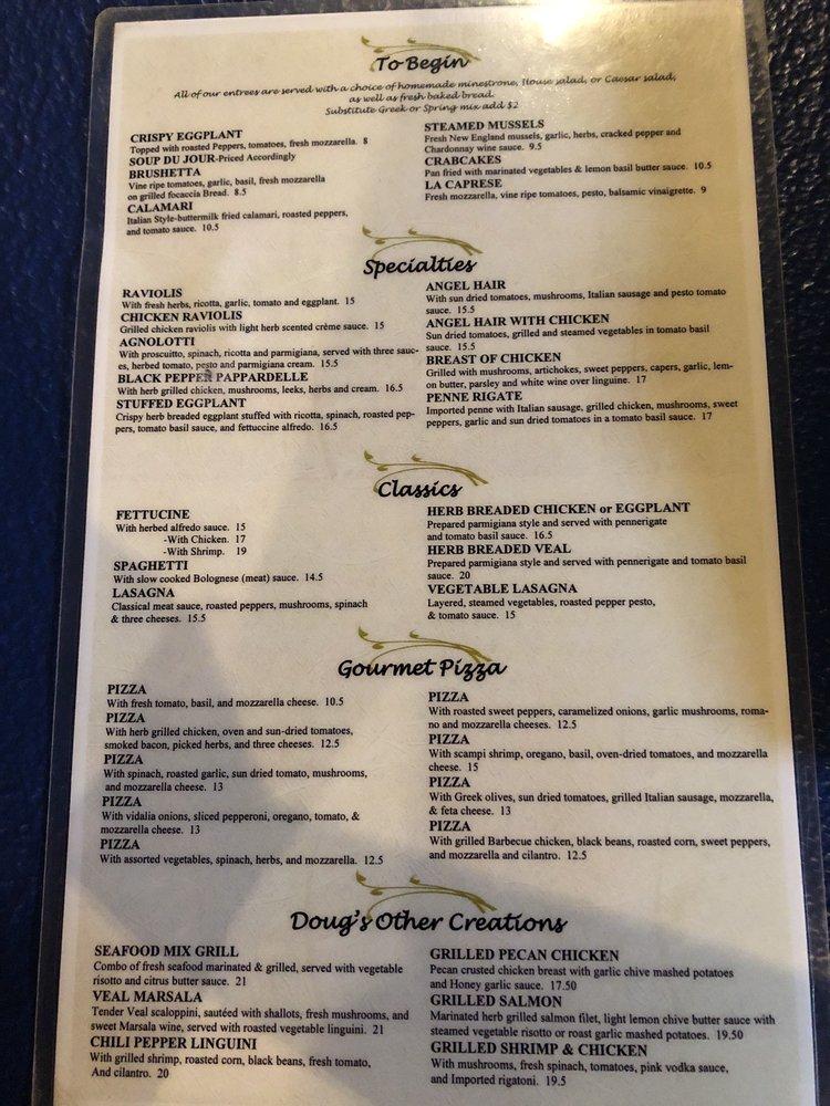 Menu at Pasta Max Cafe, McDonough