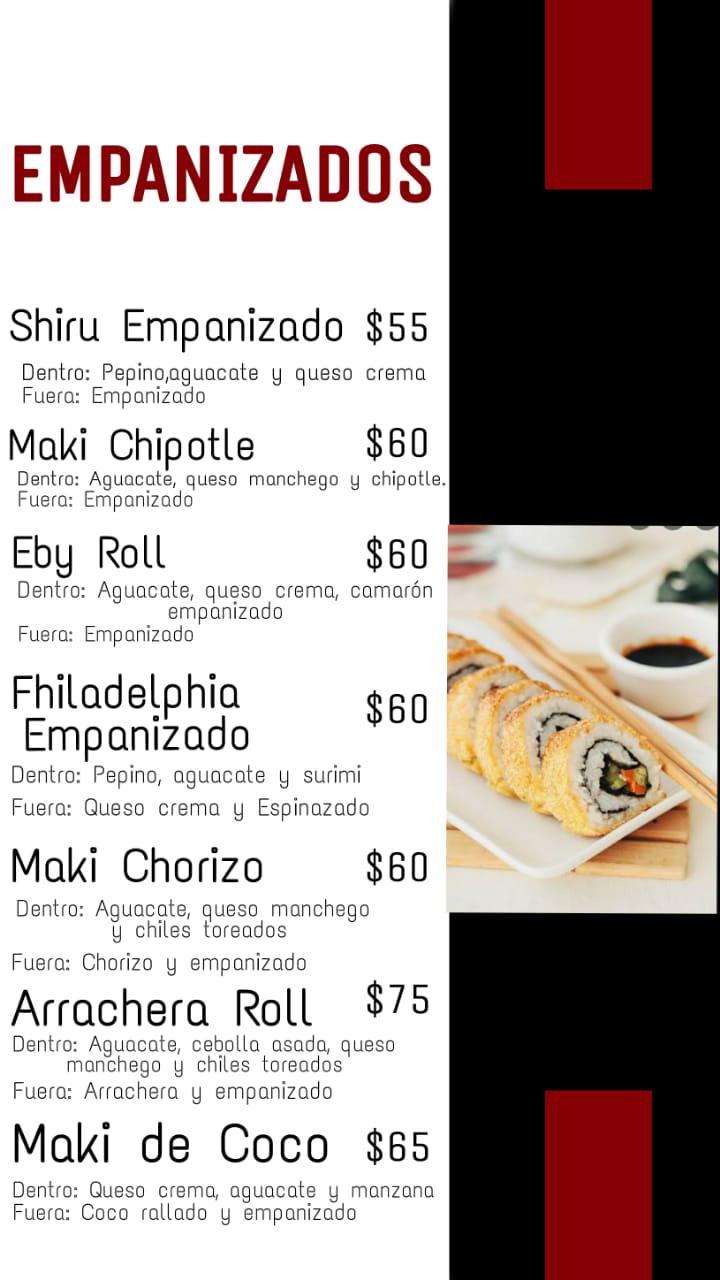 Menu at SHIRU comida japonesa restaurant, Xicotepec de Juárez