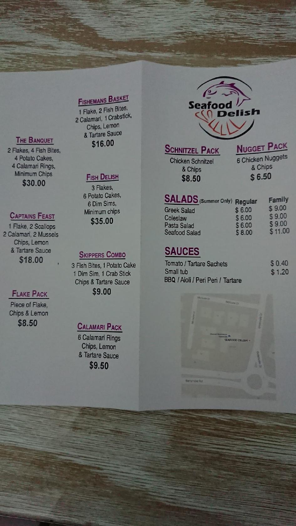 Menu at Seafood Delish restaurant, Greenvale, Shop 5