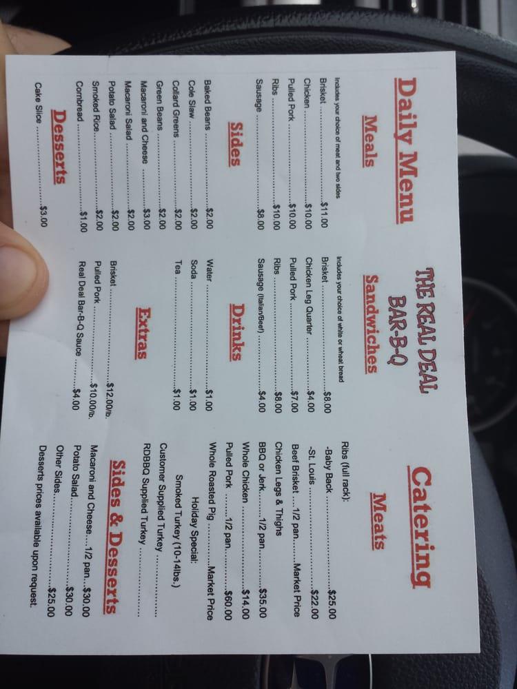 Menu at The Real Deal BBQ, Lebanon Township, NJ-31