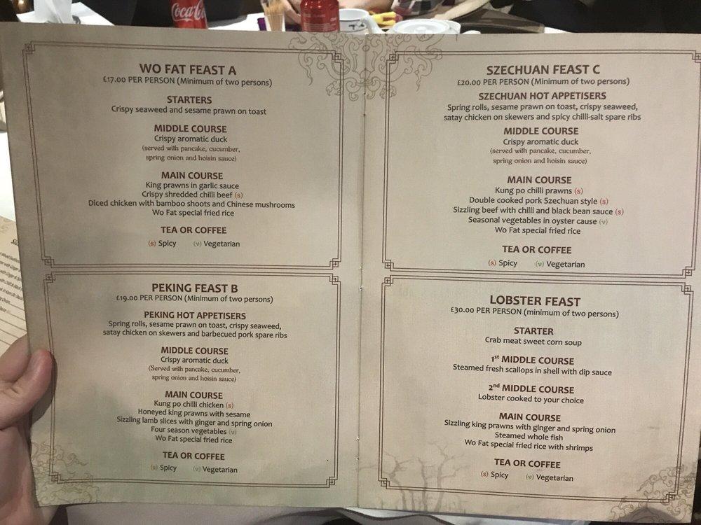 Menu at Wo Fat restaurant, Loughton, 270-272 High Rd