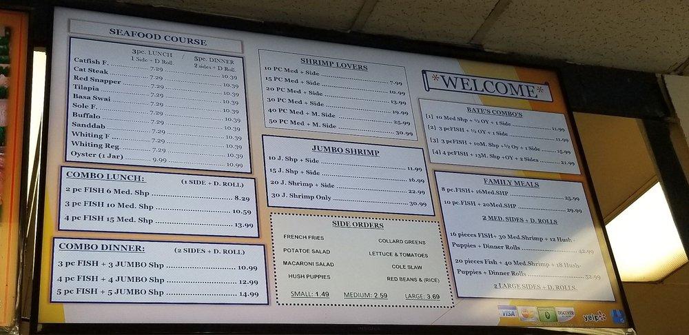 Menu at Bates Fish Number One restaurant, Gardena