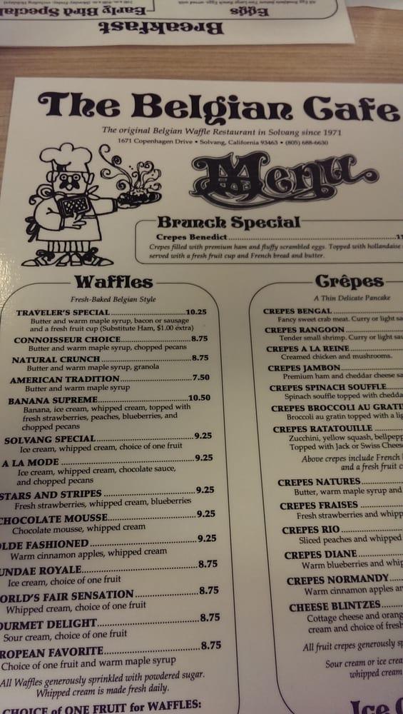 Menu at Belgian Cafe, Solvang