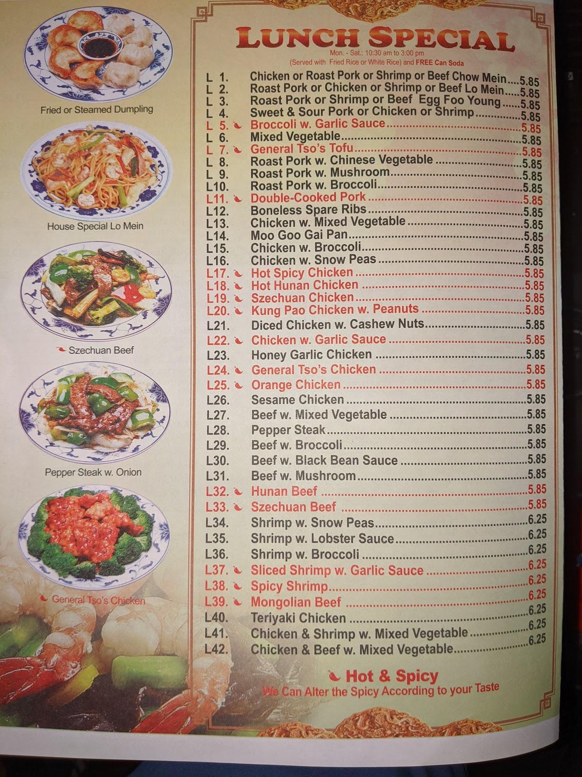 Menu at Chens Kitchen restaurant, Pensacola
