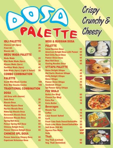 Menu at Dosa Palette, Navi Mumbai