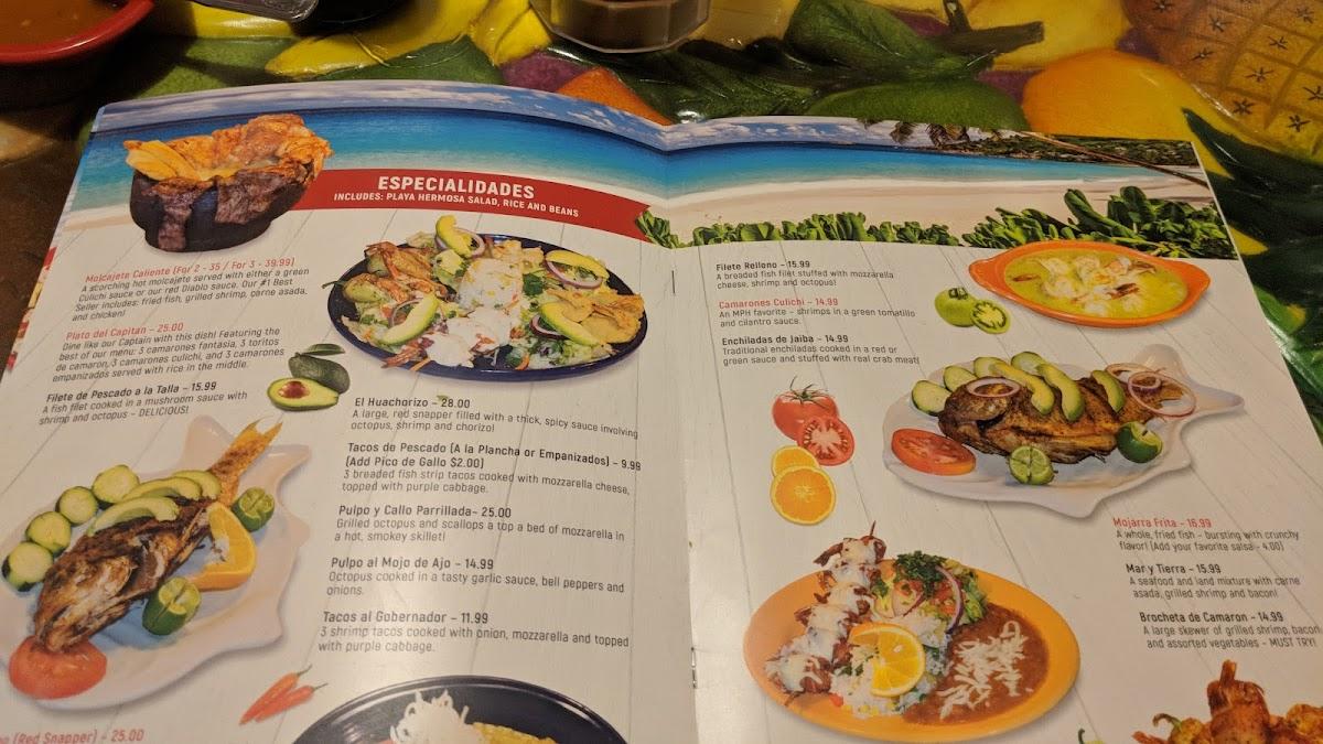 Menu at Mariscos Playa Hermosa pub & bar, Phoenix