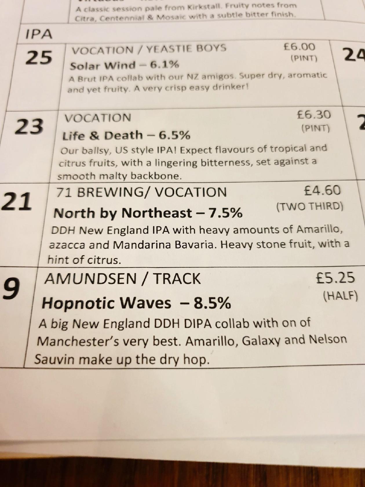 Menu at Assembly Underground pub & bar, Leeds