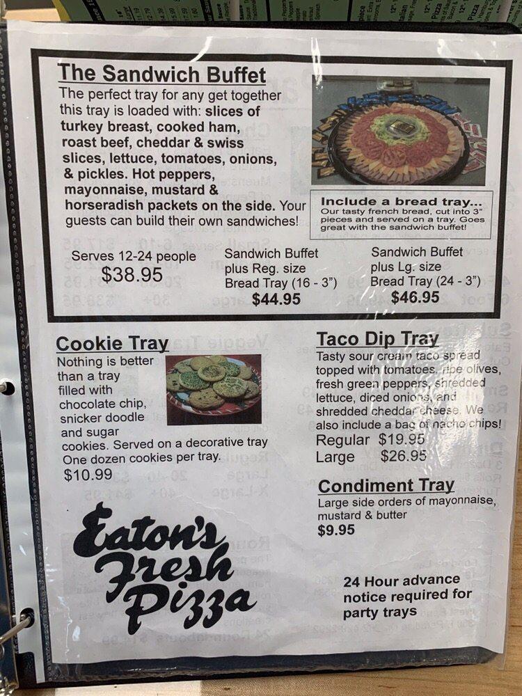 Menu at Eaton’s Fresh Pizza - West Bend pizzeria, West Bend, 830 E ...