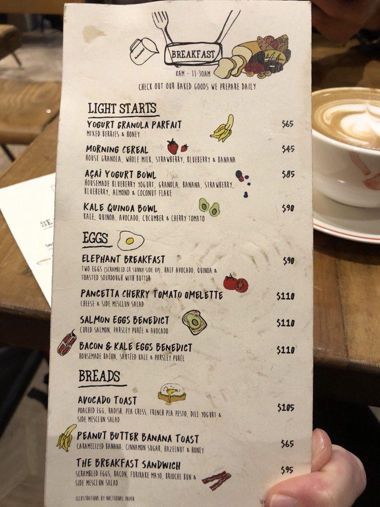 Menu at Elephant Grounds (Central) cafe, Hong Kong, 61 Caine Rd.