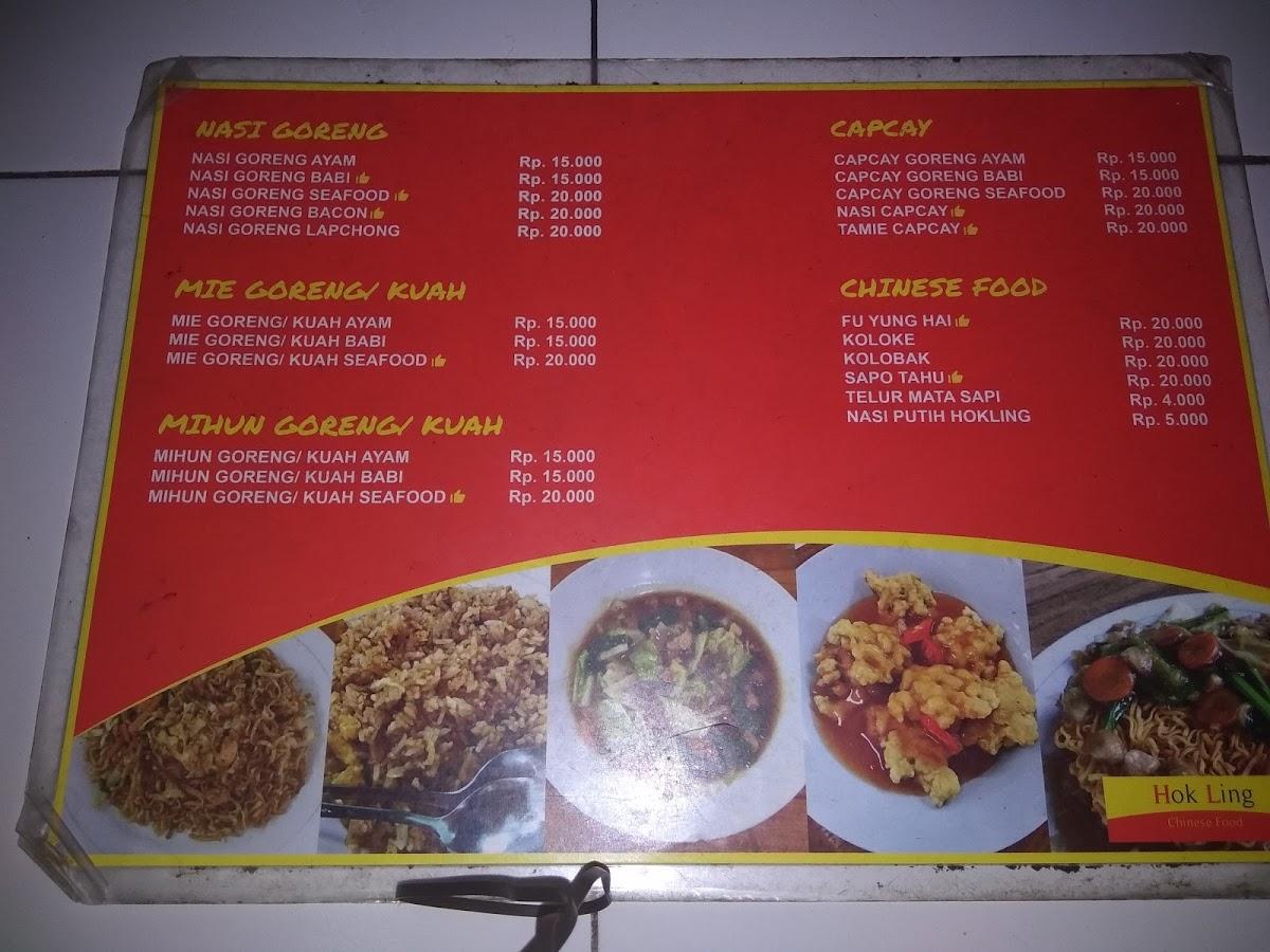 Menu at Hok ling chinese food restaurant, Denpasar