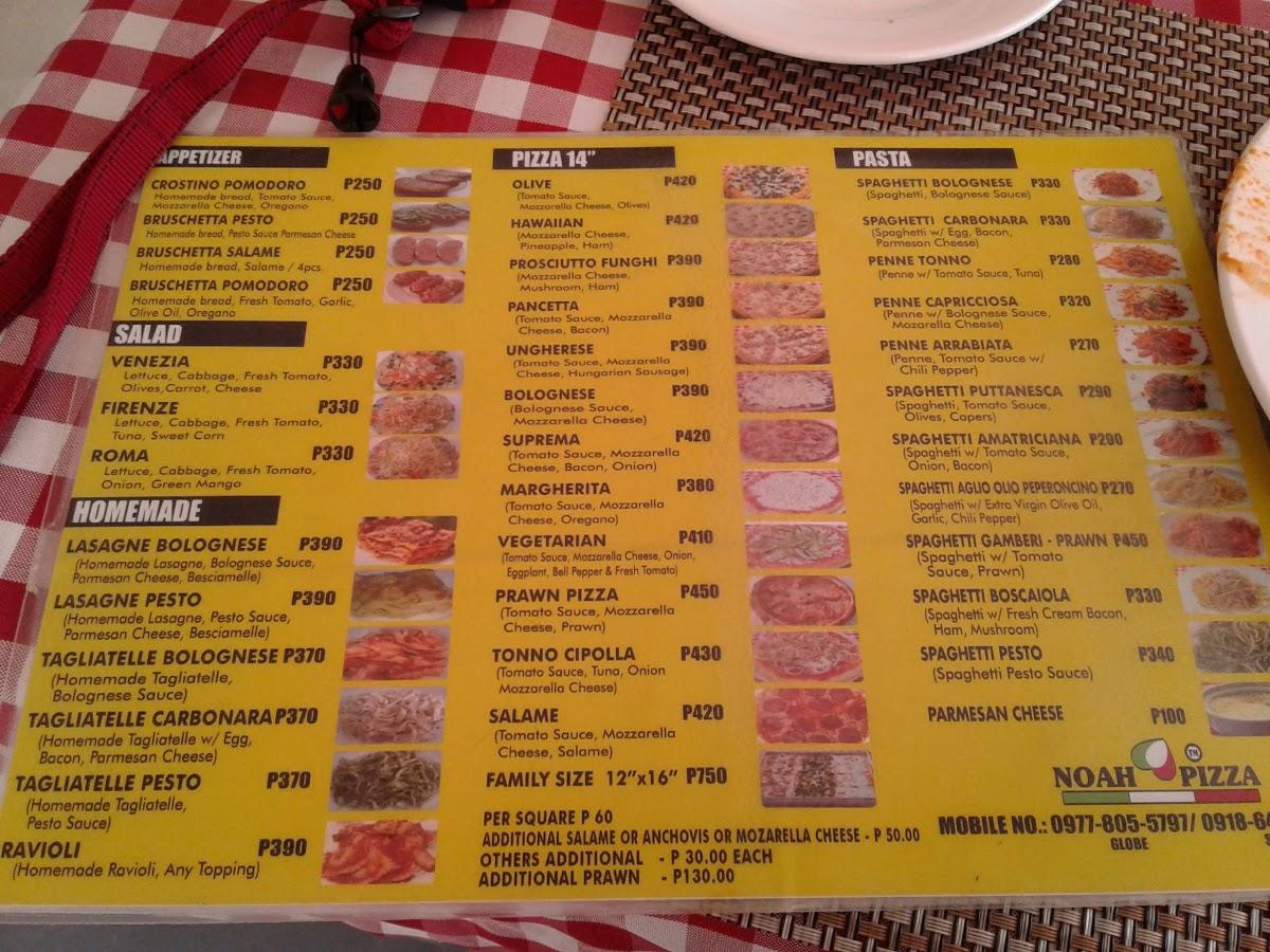 Menu at Noah Pizza (new Rest: TOTO E PEPPINO) restaurant, Panglao