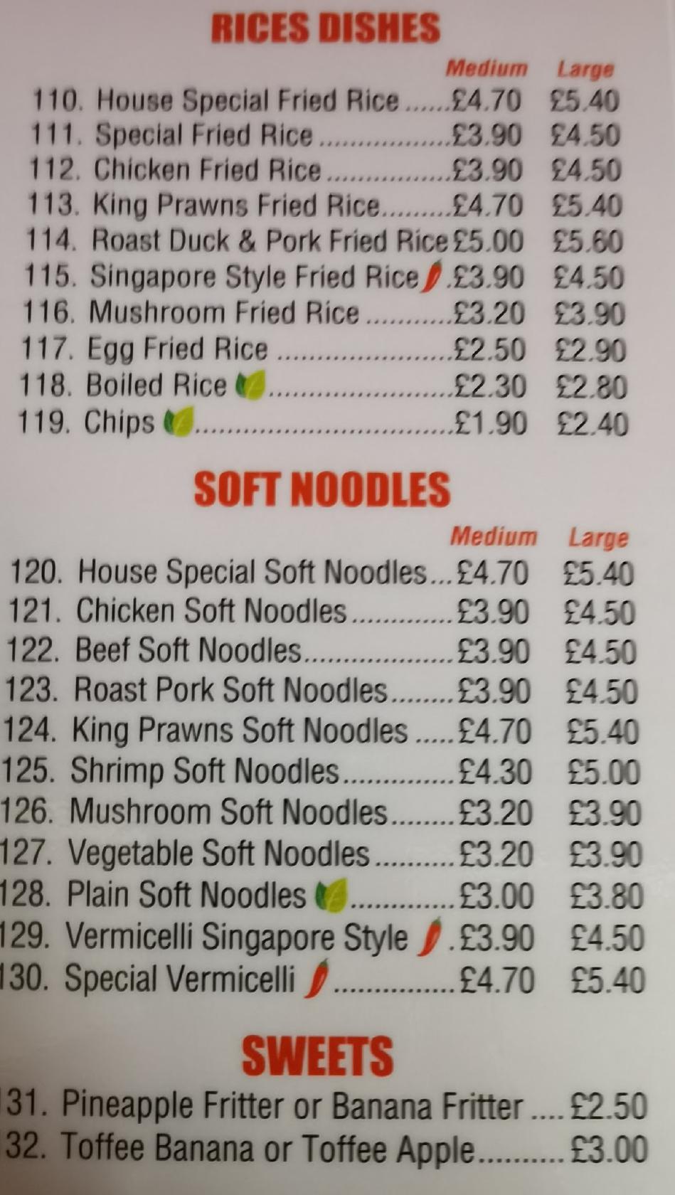 Menu at Pang's Cantonese Takeaway fast food, Peterborough