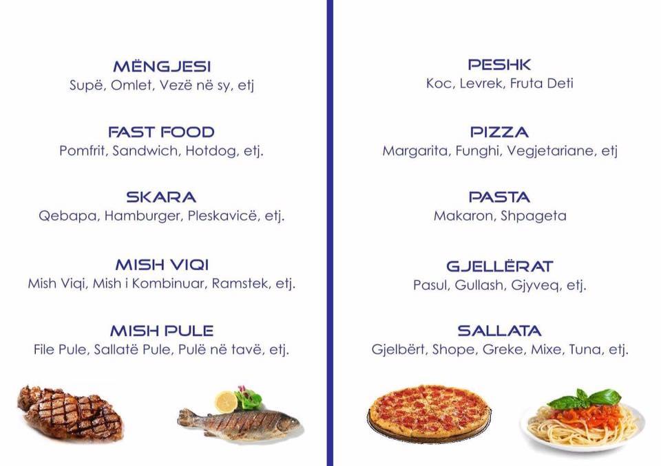 Menu at Restaurant PRIZRENI, Shëngjin, Rruga Kunës Shëngjin AL