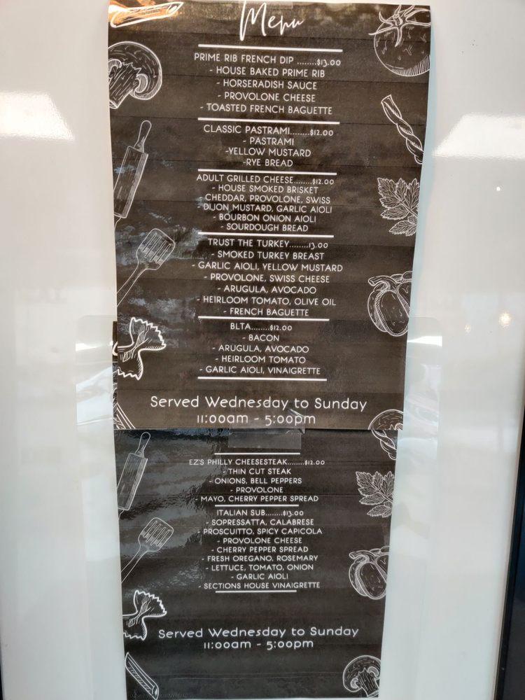 Menu at Sections Fine Meats restaurant, Costa Mesa