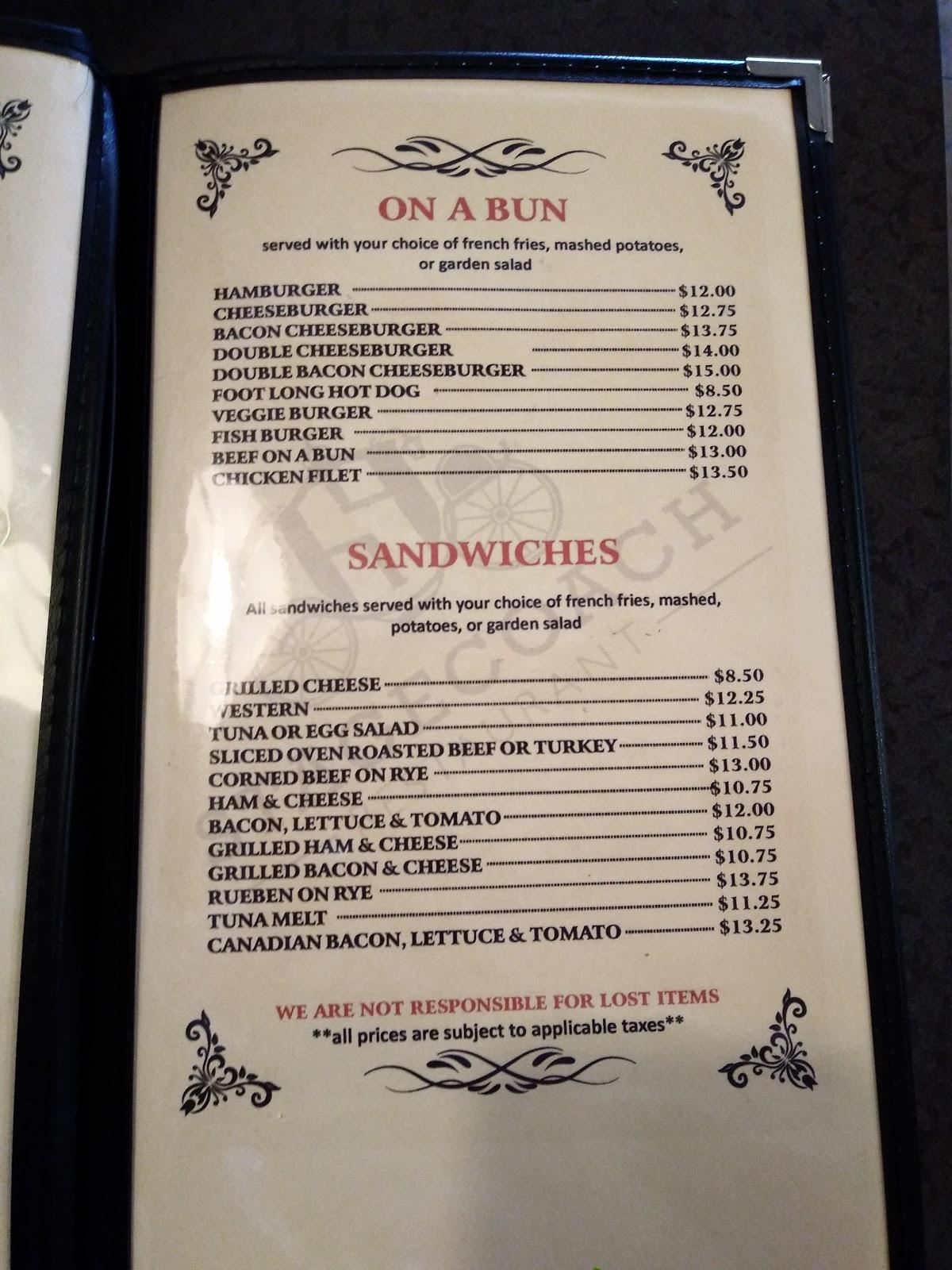 Menu at Stage Coach Family Restaurant, Niagara-on-the-Lake