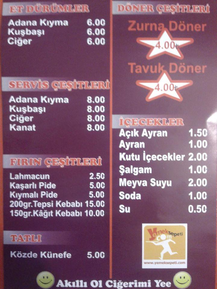 Menu at Tatlı Cadı Antakya Sofrasi, Eskişehir