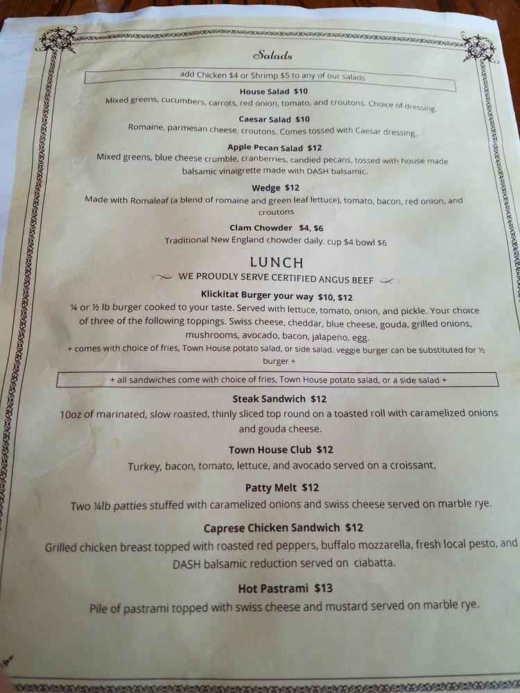 Menu at Town House Cafe, Goldendale, E Broadway St