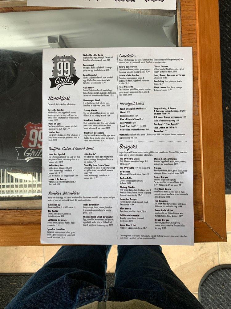 Menu at 99 Grill Restaurant, Harrisburg