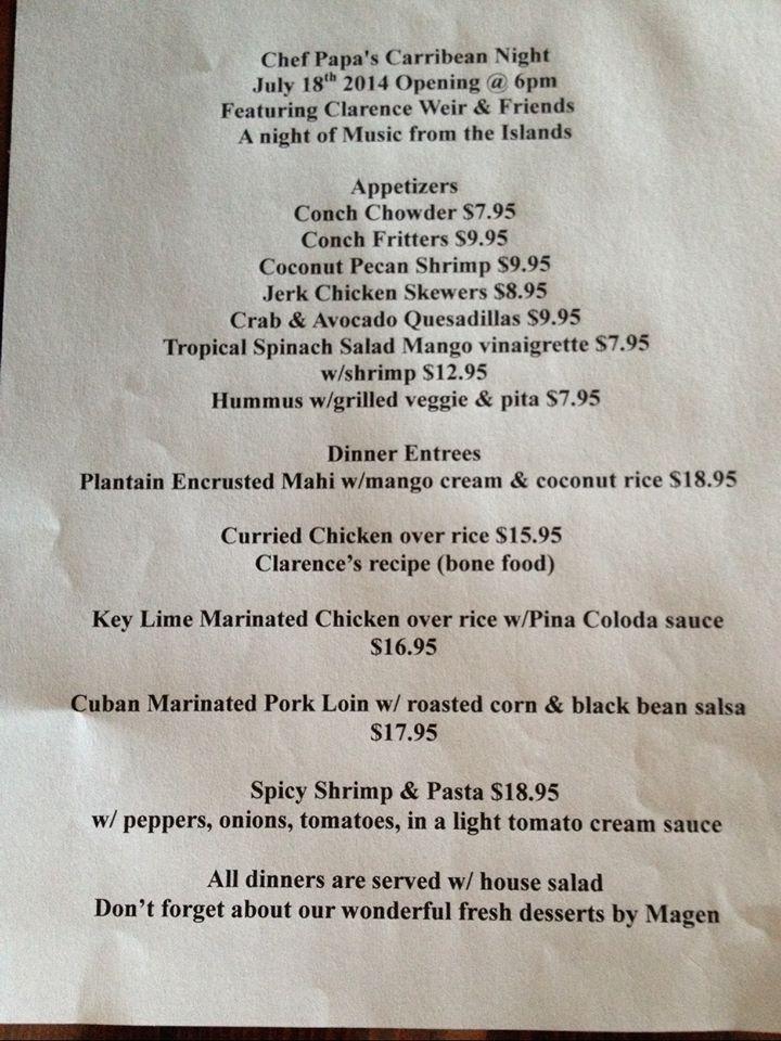 Menu at Chef Papa's Cafe and Catering, Daytona Beach