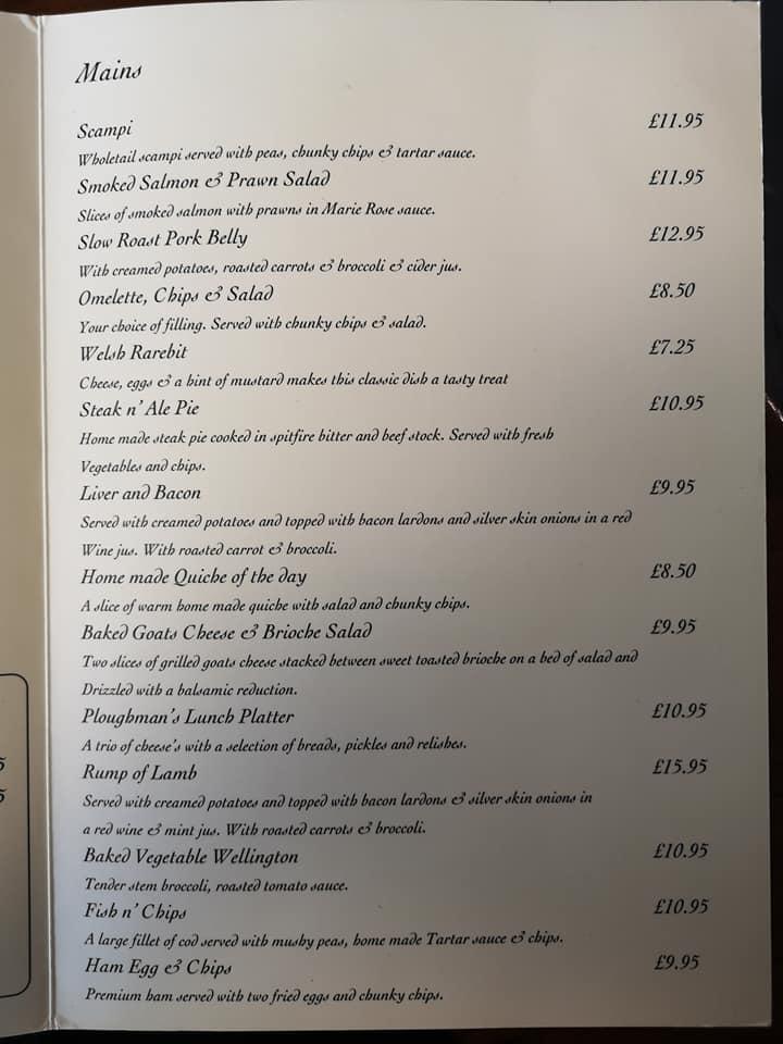 Menu at The Dukes Bistro restaurant, Clacton-on-Sea