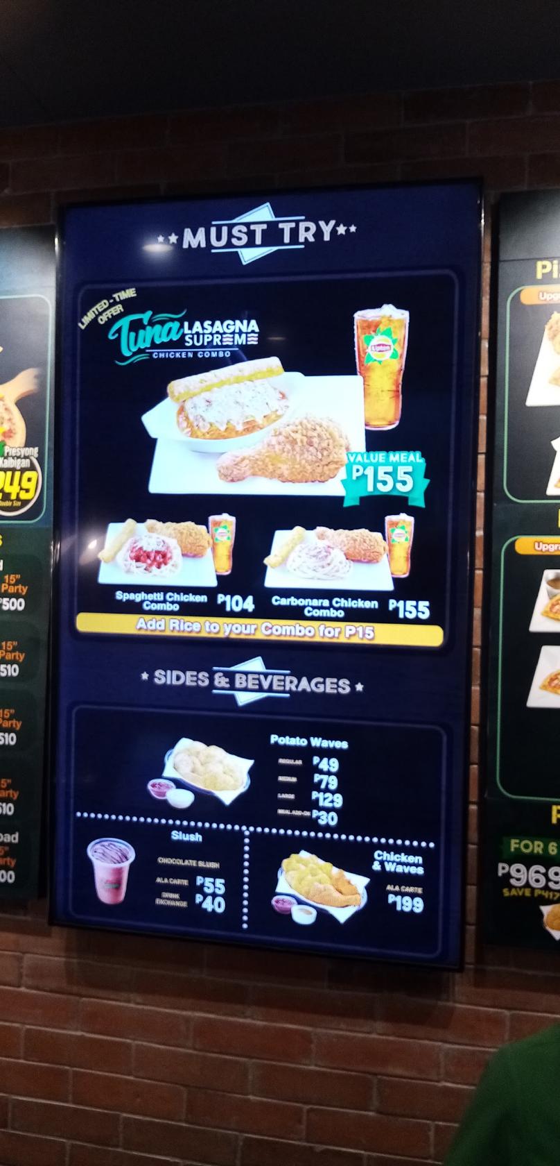 Menu at Greenwich restaurant, Dipolog City, Rizal Ave