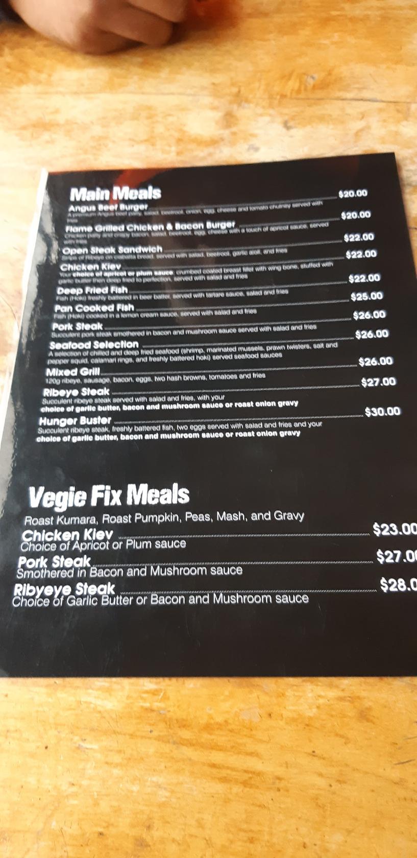 Menu at Grove Tavern pub & bar, Blenheim