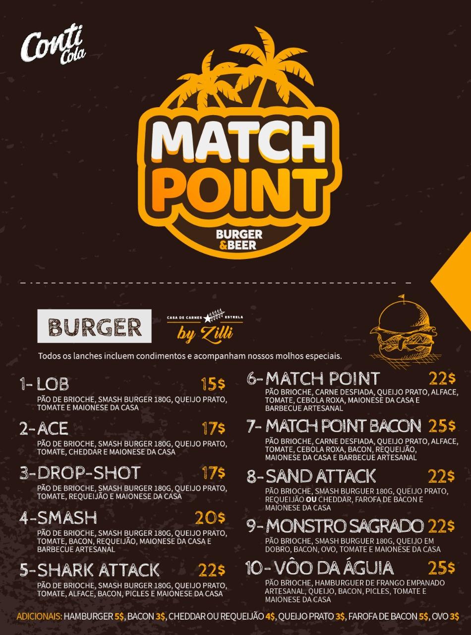 Menu at Match Point - Burger & Beer, Assis