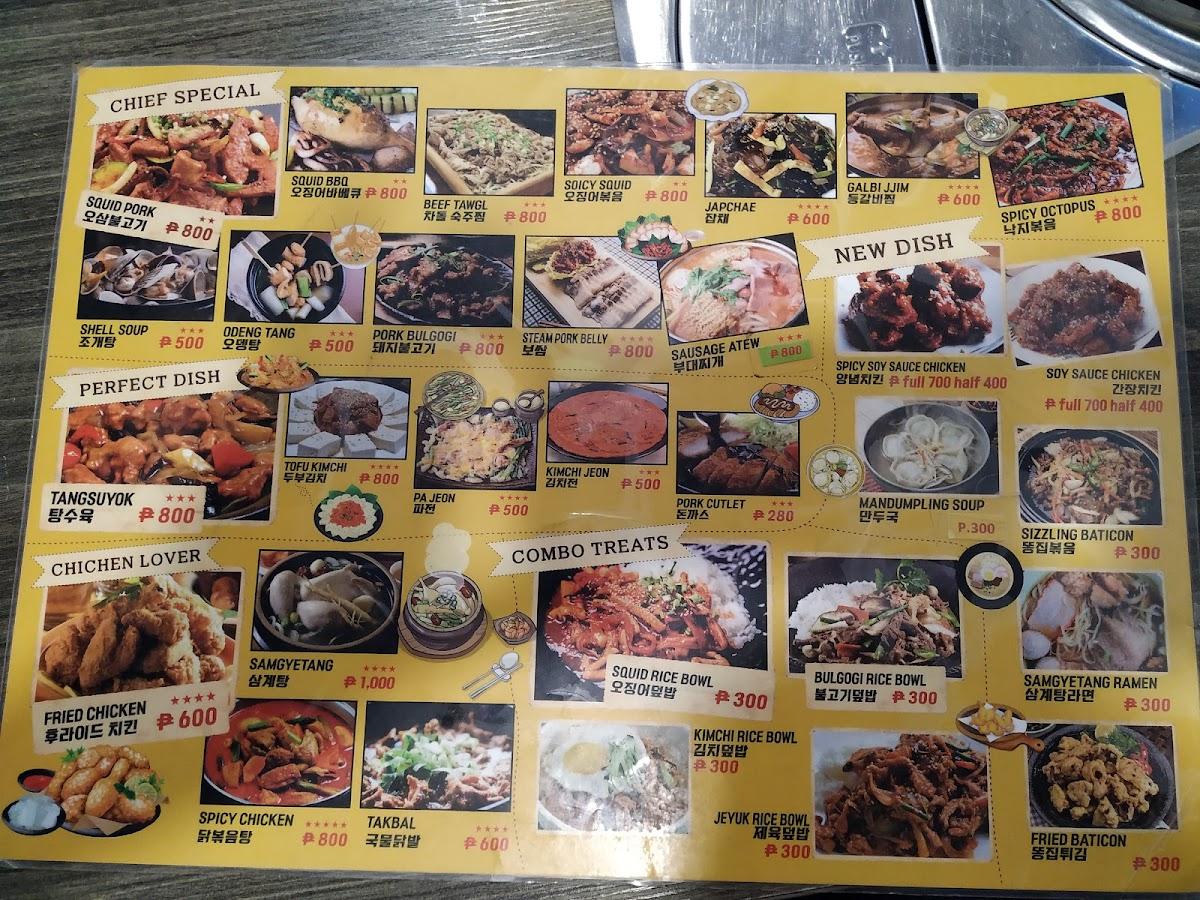 Carta de Somac Korean Restaurant, Cebú, Pope John Paul II Ave