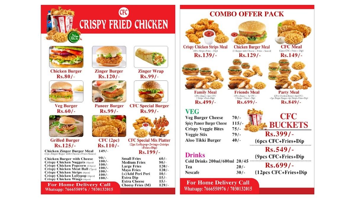 Menu at CFC (Crispy Fried Chicken), Murud