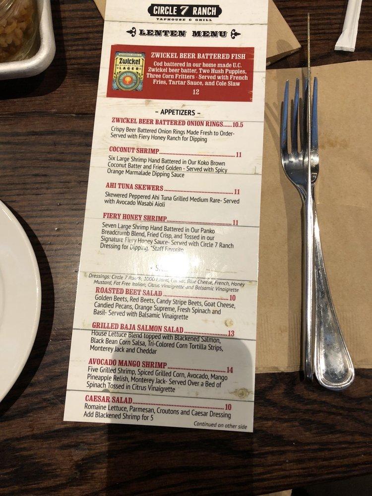 Carta del restaurante Circle 7 Ranch, Des Peres
