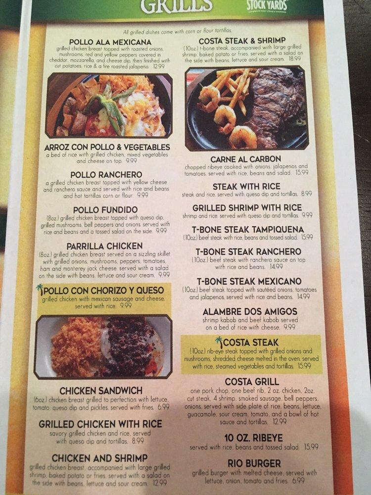 Menu at Costa Mexican Restaurant, Belmont