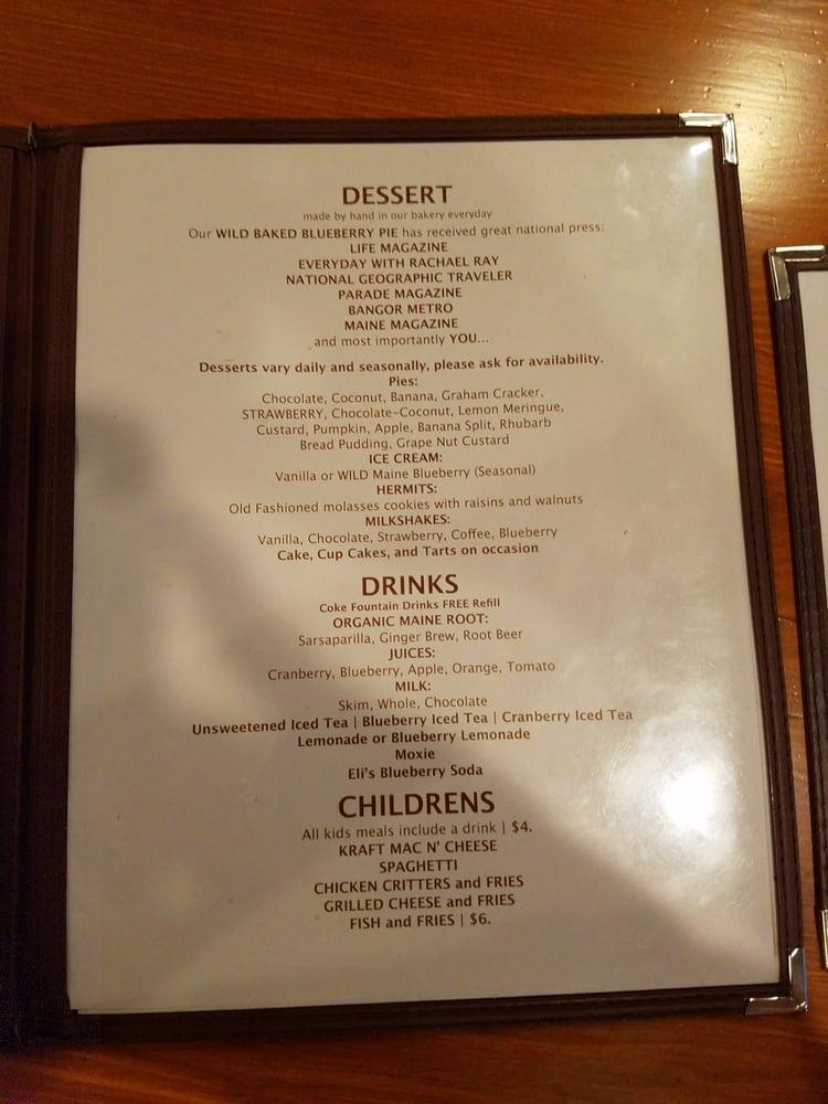 Menu at Helen's Restaurant, Machias, 111 Main St