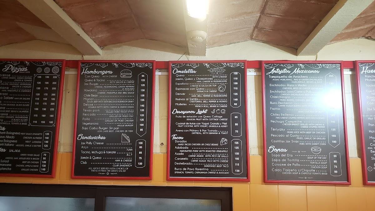 Menu at Jax Snax Restaurant, San Carlos, Plaza Comercial Creston