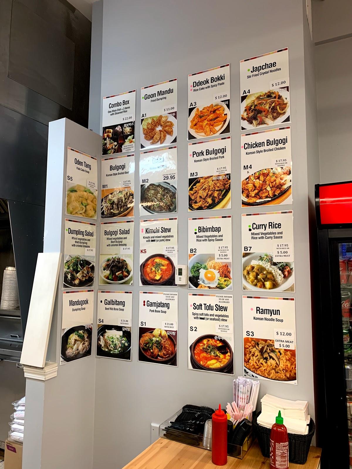 Menu at Korea House Restaurant, Yellowknife
