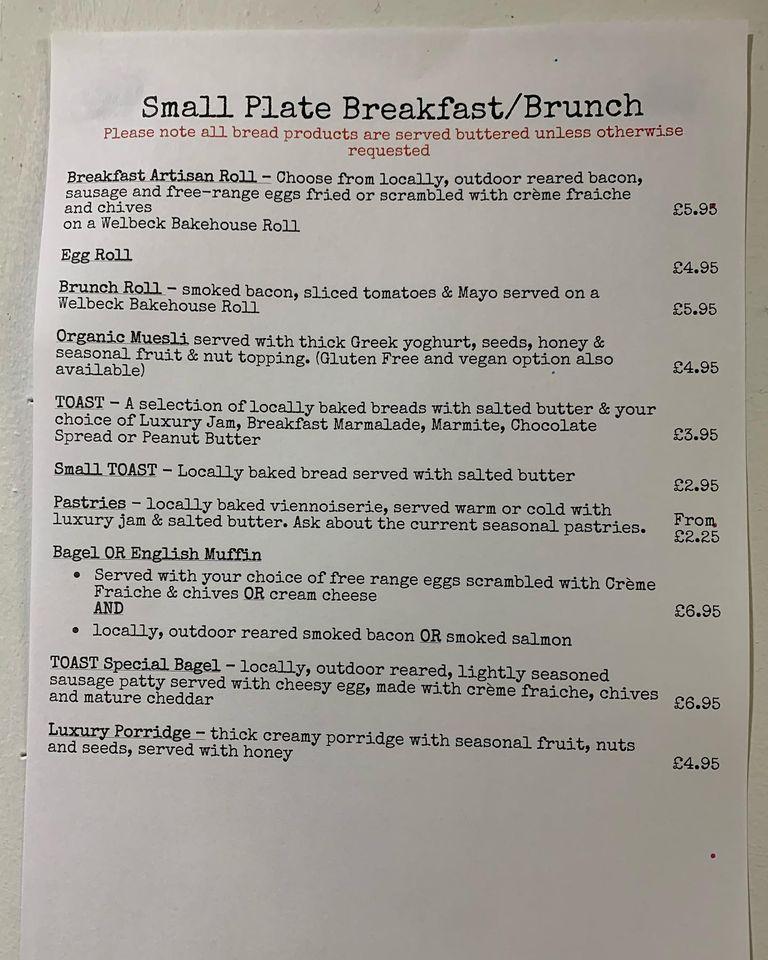 Menu at TOAST Cafe & Deli, Nottingham