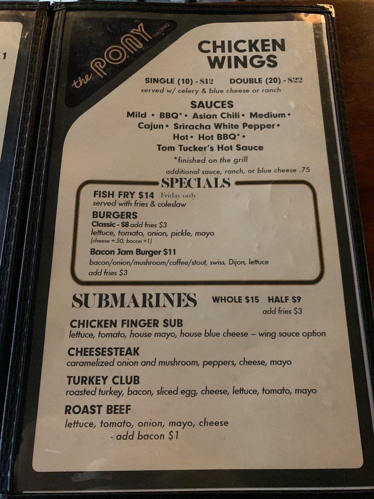 Menu at The Pony pub & bar, Cincinnati