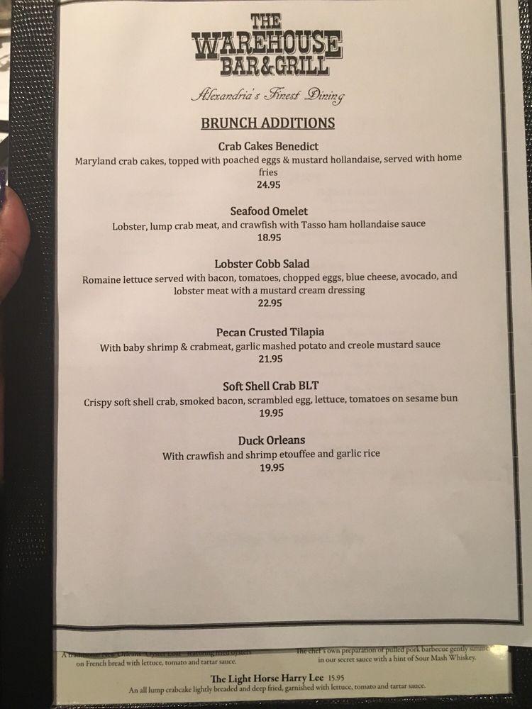 Menu at The Warehouse steakhouse, Alexandria, 214 King St