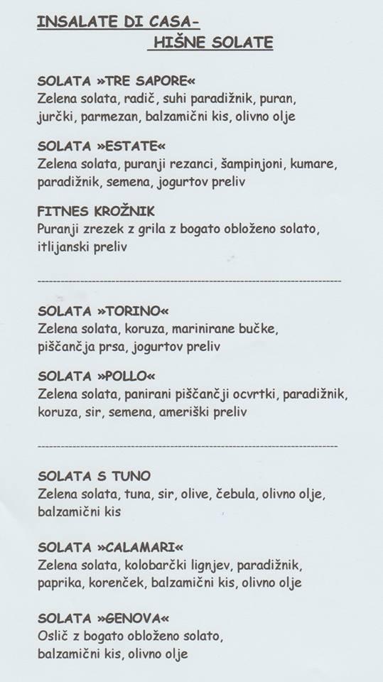 Menu at Trattoria Padrino - Gostilna Toman Branko s.p. restaurant, Maribor