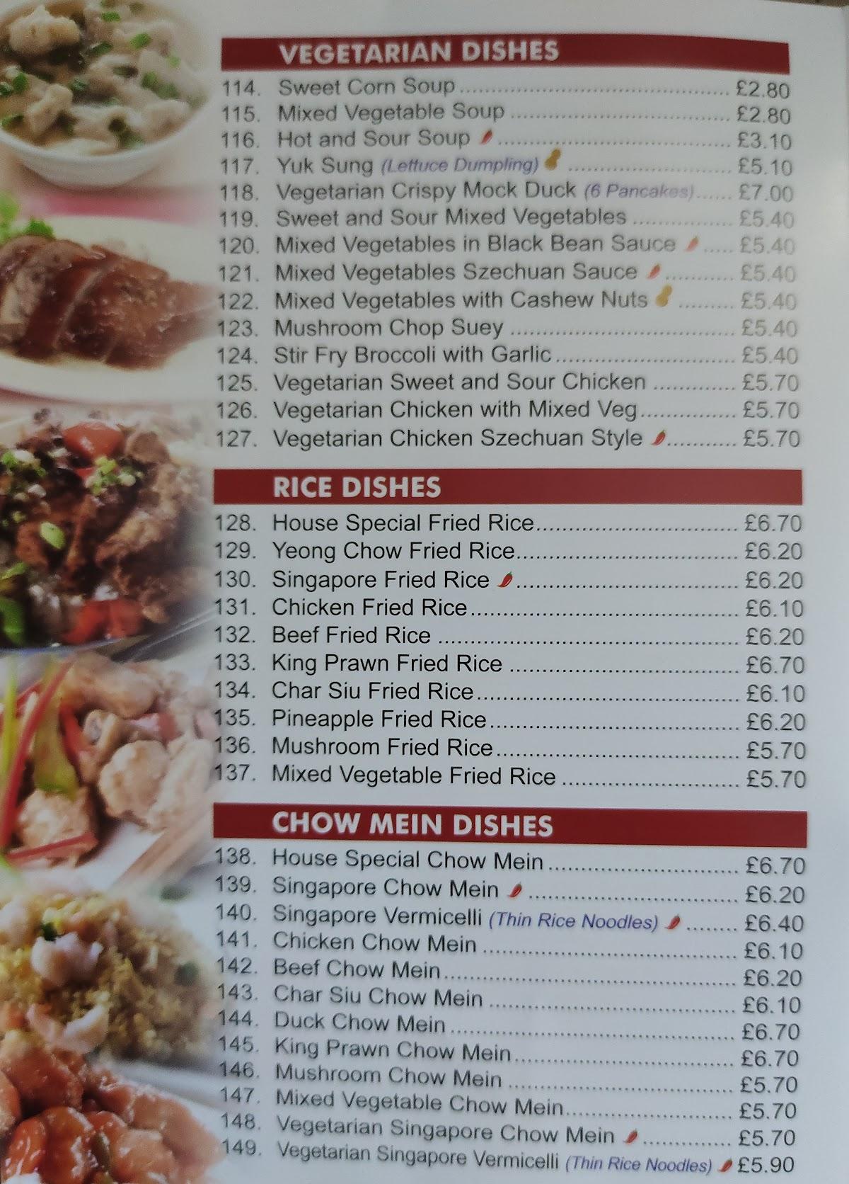 Menu at Chee Wei Take Away fast food, Worcester