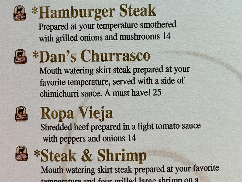 Menu at Dan's Grill restaurant, Blairsville