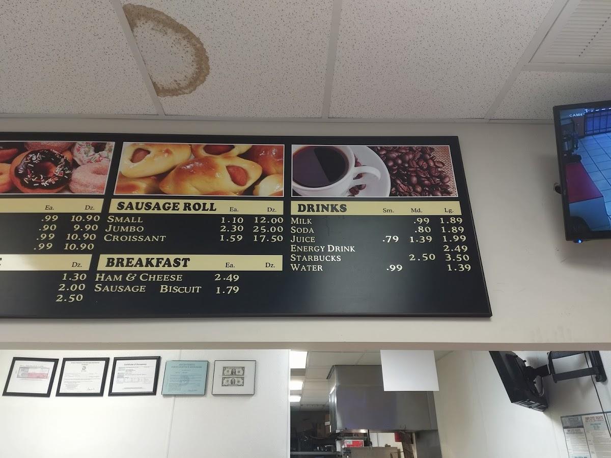 Menu at Diamond Donuts, Dallas