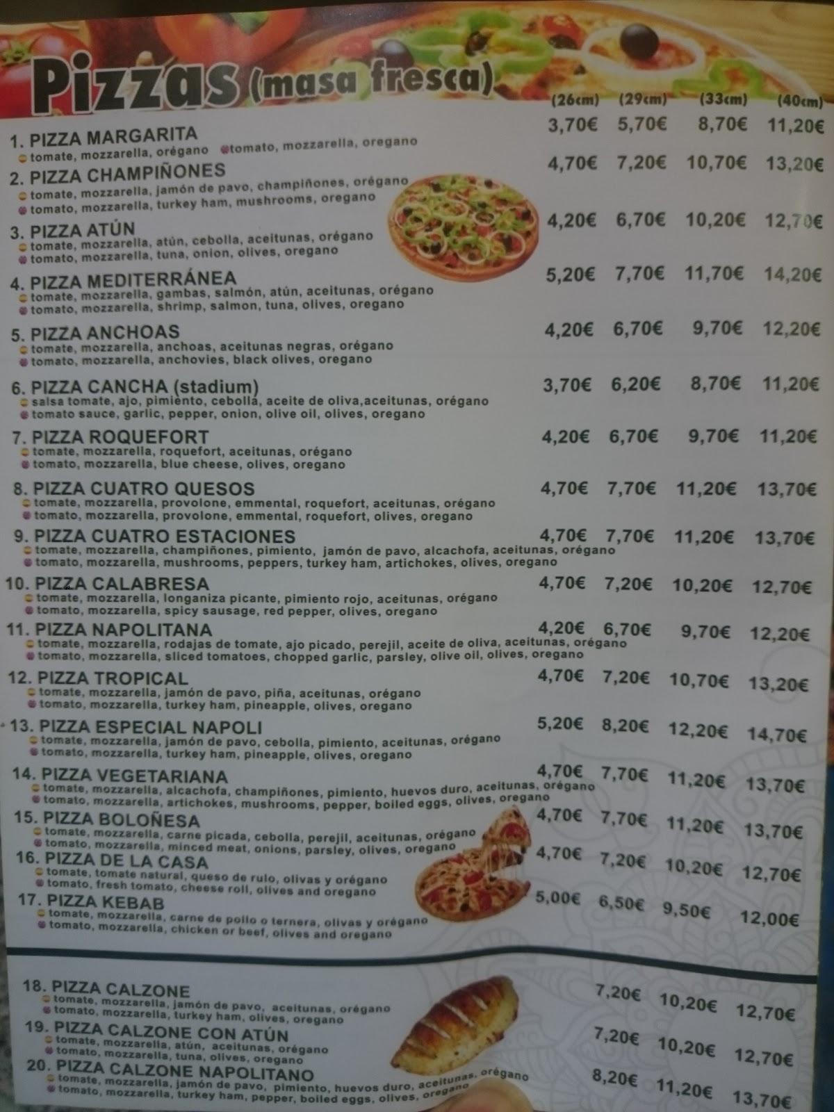 Menu at Doner kebab y pizza napoli pizzeria, Platja d'Aro