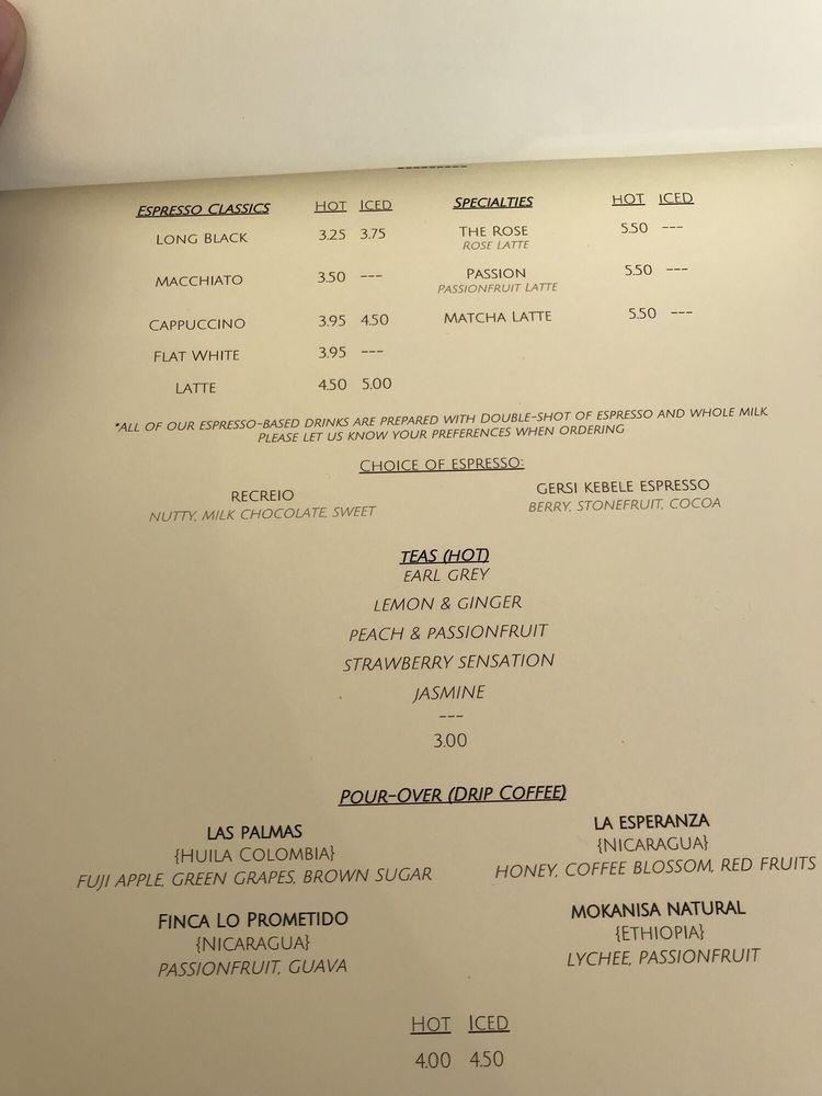 Menu at Platform Espresso Bar, Markham