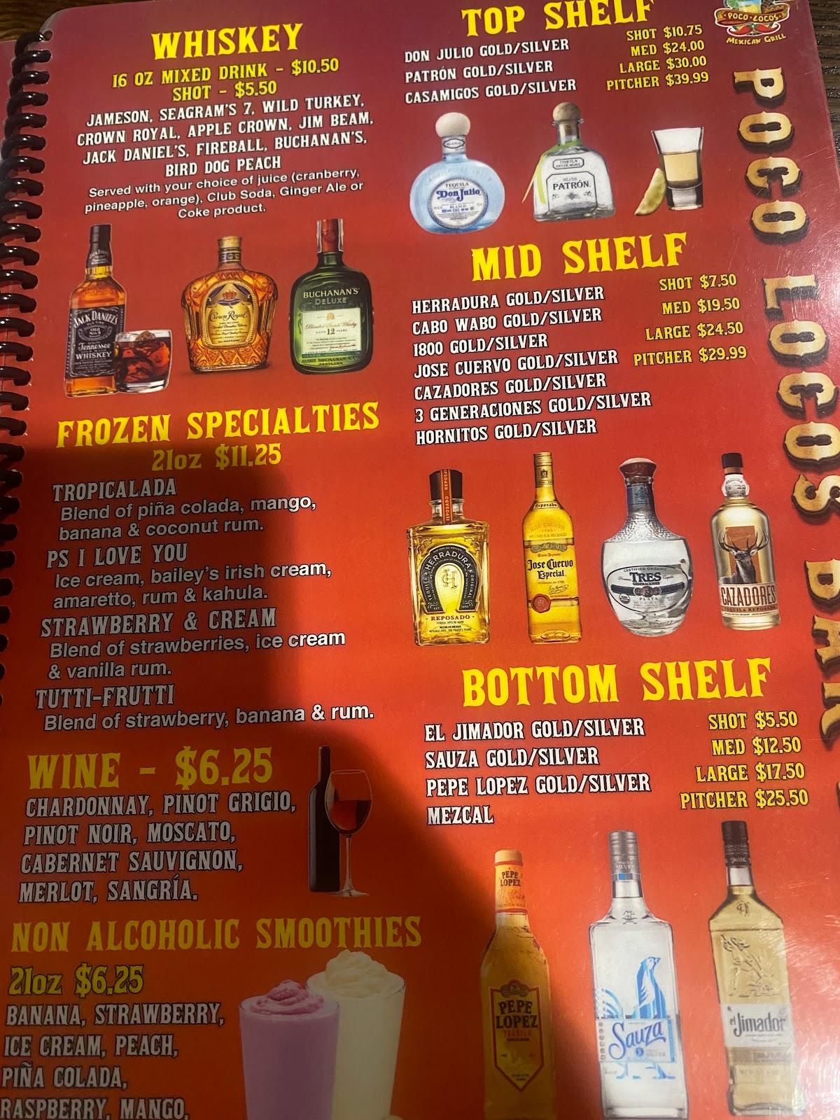 Menu at Poco Locos Mexican Grill restaurant, Smiths Station